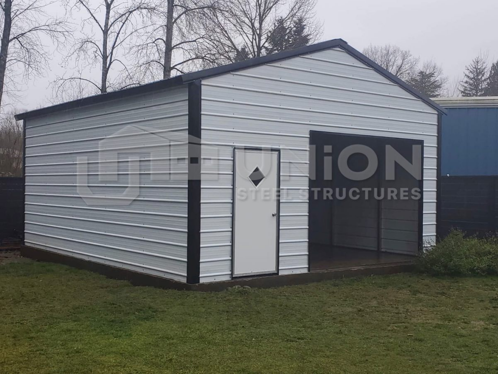 20x25x10 Vertical Roof Style Garage - Metal Buildings